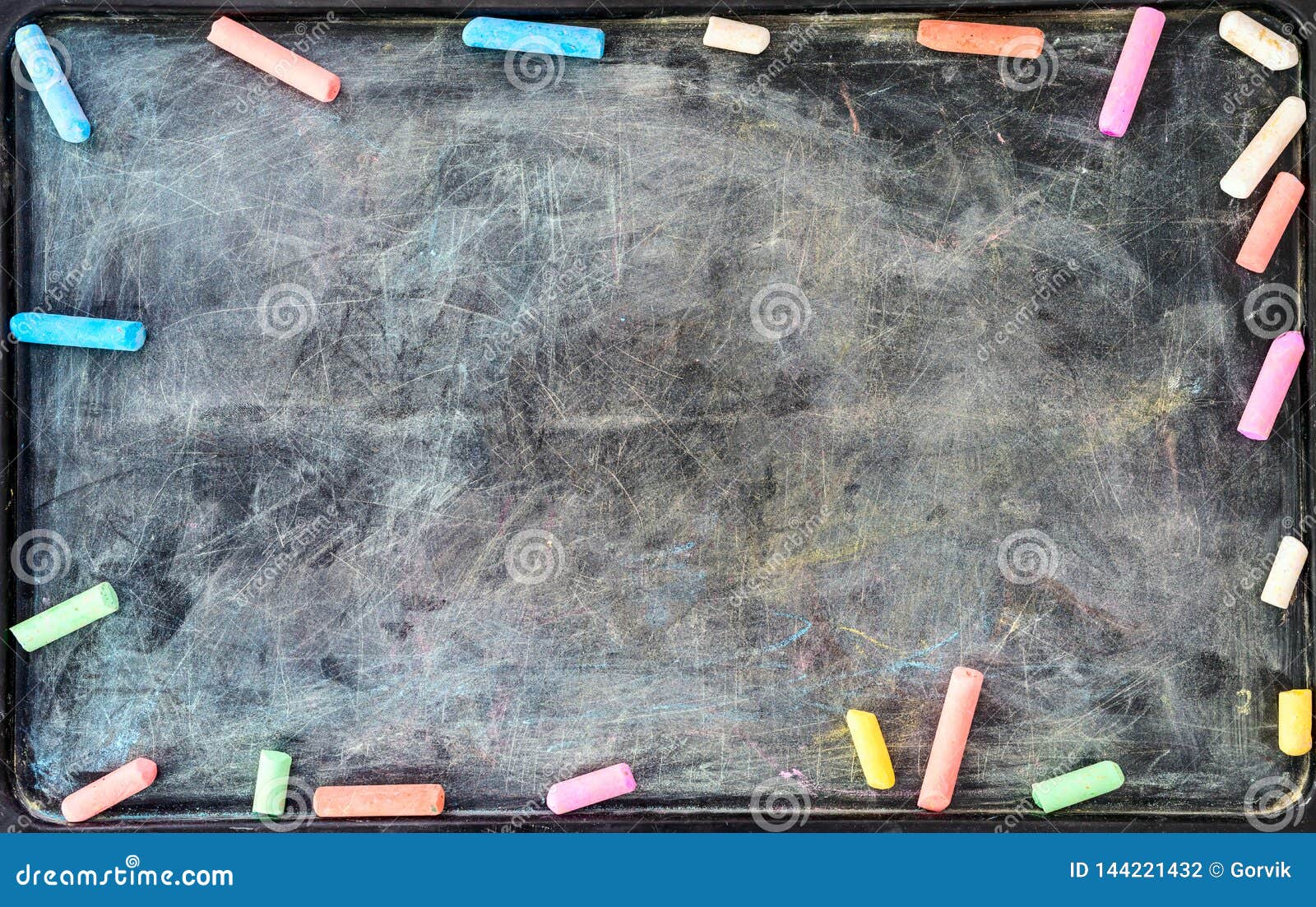 Multi-colored Chalk by the Sides of the Board Stock Photo - Image of ...