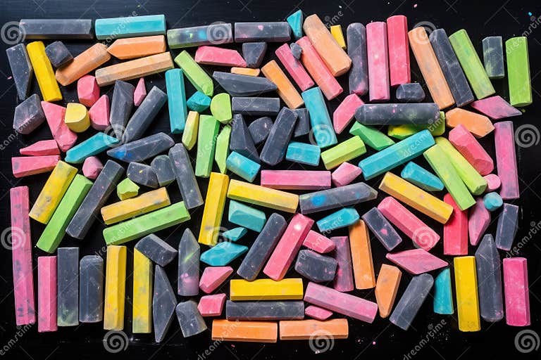 Multi-colored Chalks on a Black Chalkboard Stock Image - Image of ...