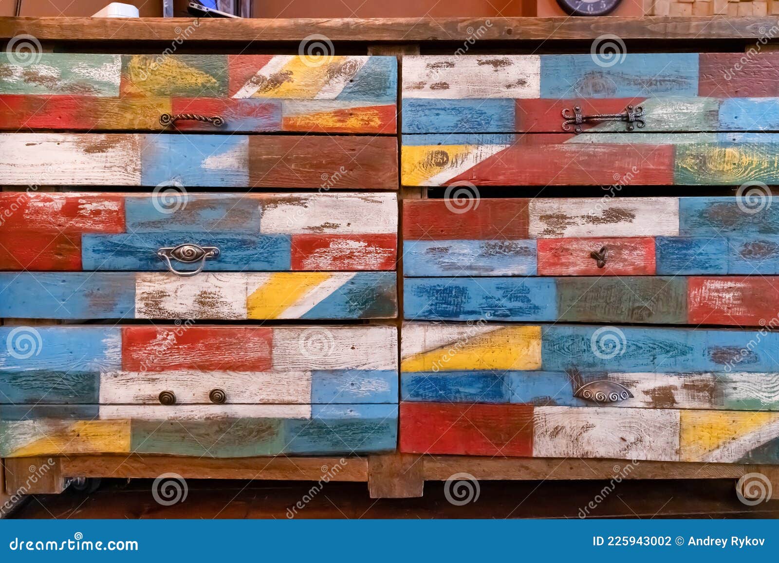 Multi Colored Chest of Drawers Stock Photo - Image of hardwood, door ...
