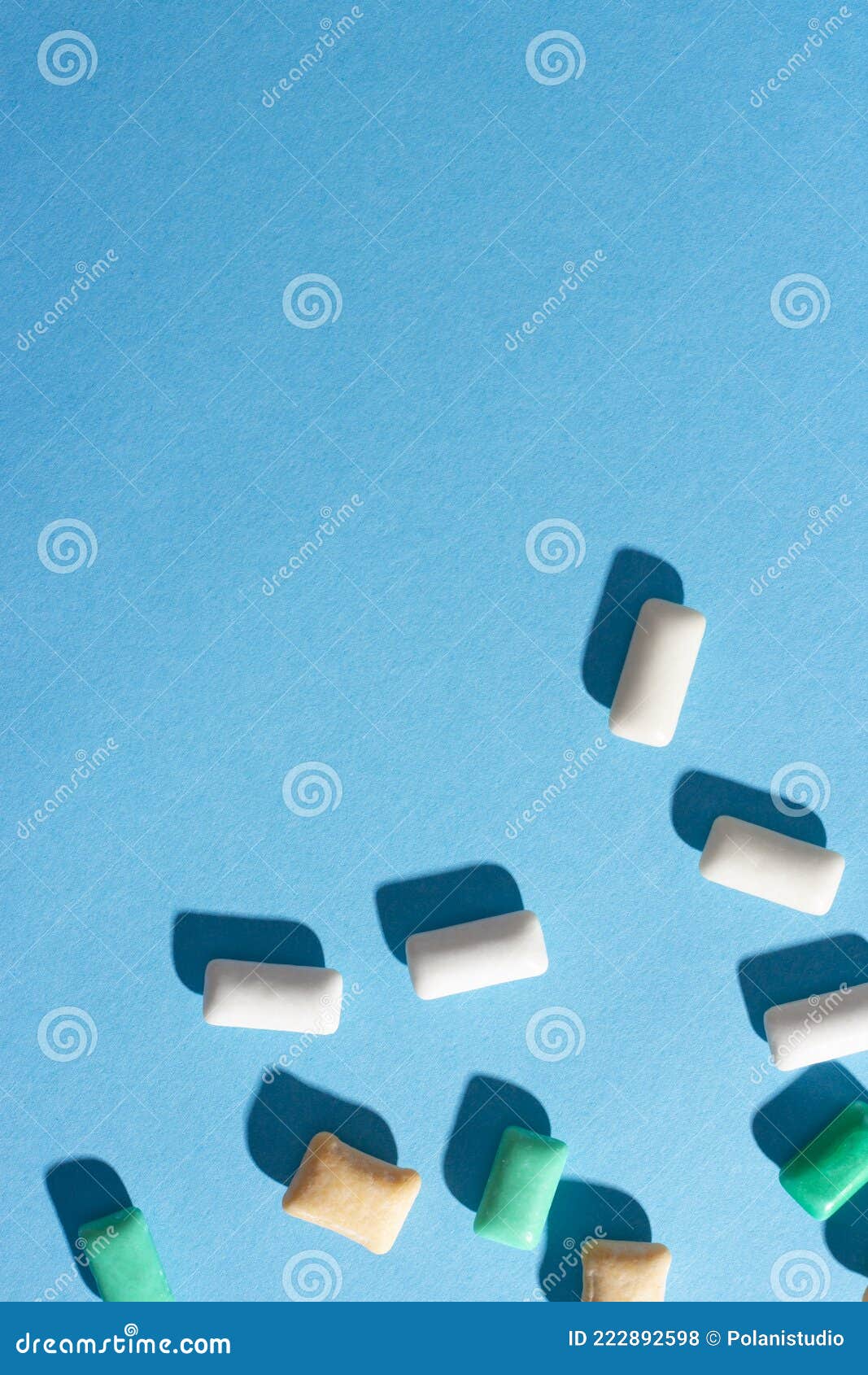 Multi-colored Chewing Gum on a Blue Background Stock Photo - Image of ...