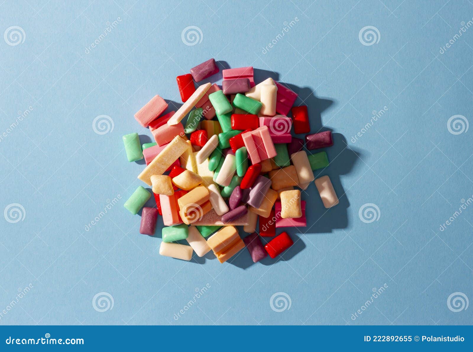 Multi-colored Chewing Gum on a Blue Background Stock Image - Image of ...