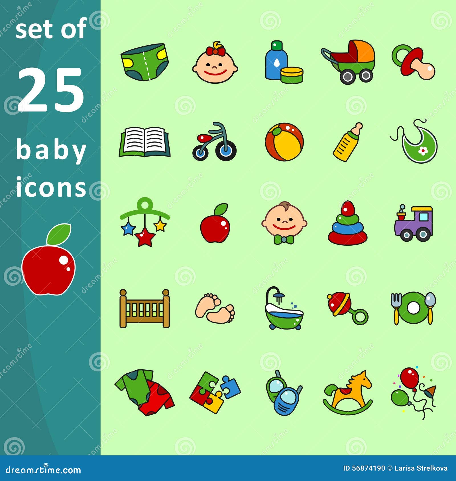 Multi-colored Children Icons Stock Vector - Illustration of ...