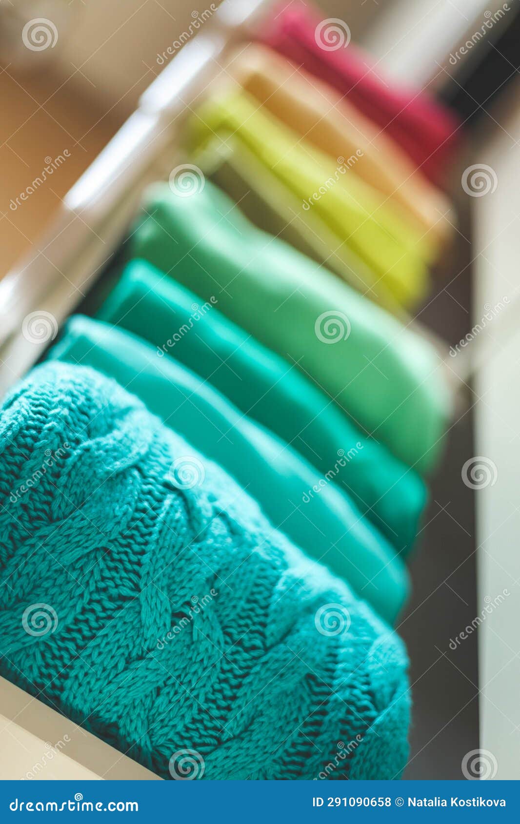 Multi-colored Clothes Folded Vertically in a Wardrobe Drawer. the ...