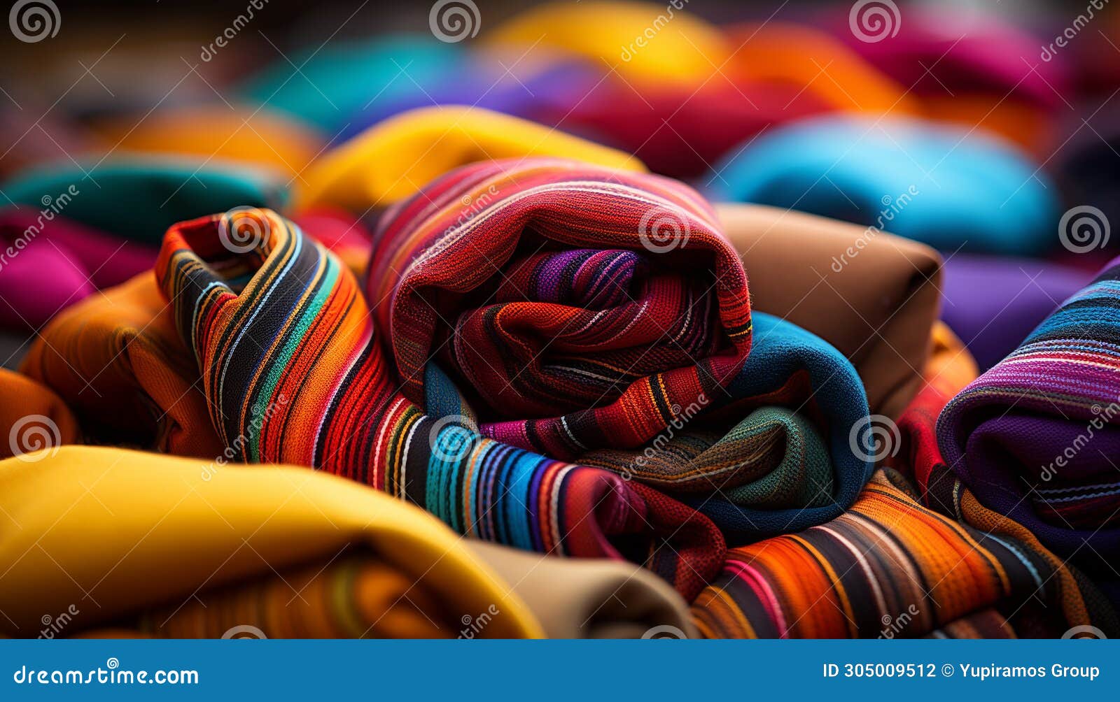 Multi Colored Clothing in a Stack, Vibrant Patterns, Close Up View ...