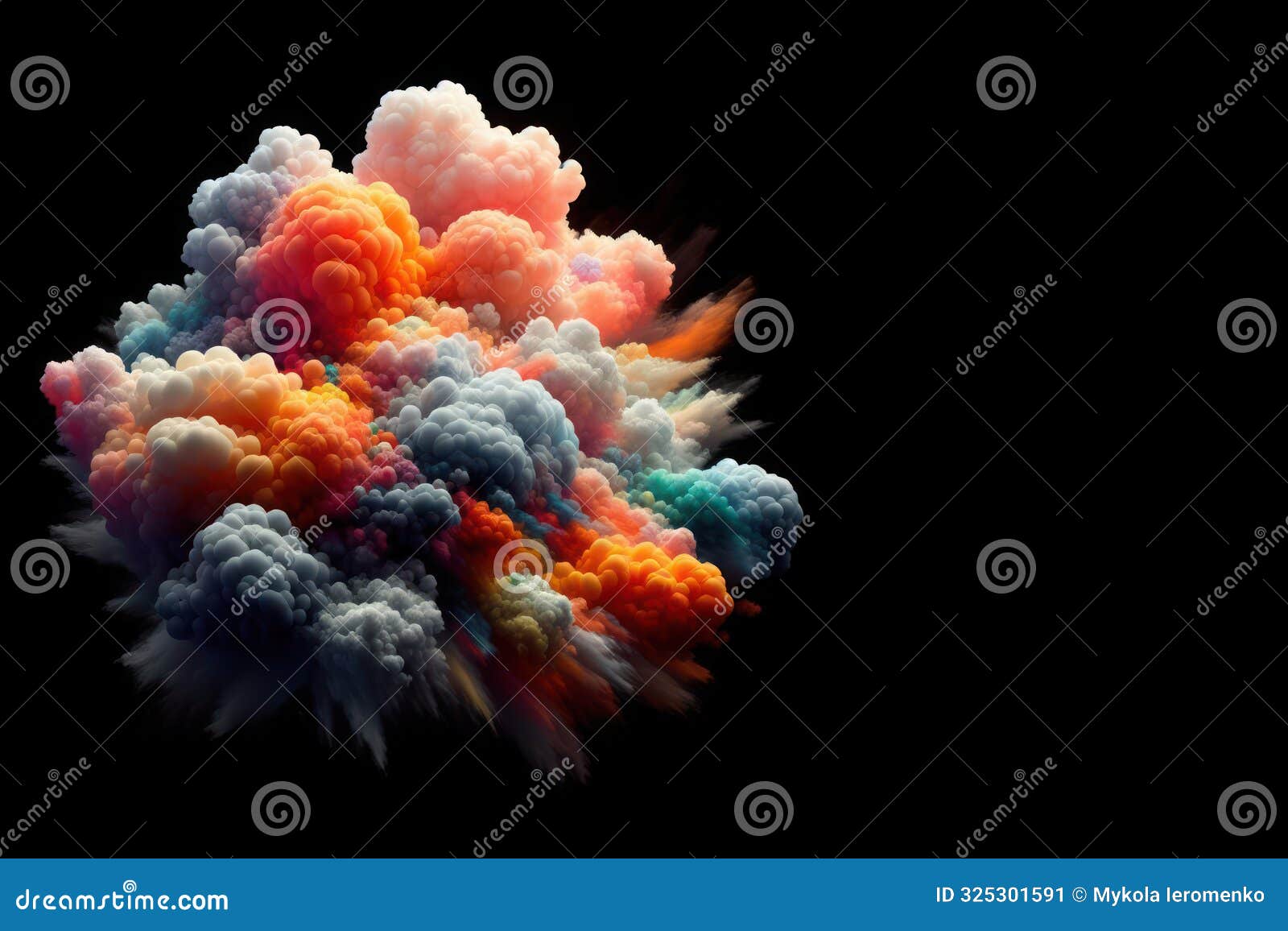 Multi-colored Cloud on a Black Background. Space for Text. Stock ...