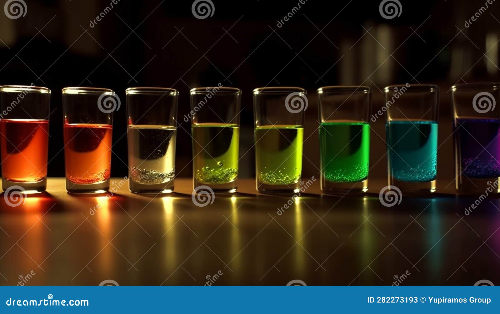 Multi Colored Cocktail Glass Reflects Vibrant Nightlife In A Bar