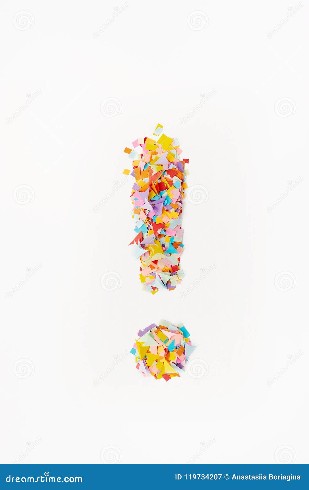 The Exclamation Mark on a Background from Multi-colored Confetti, from ...