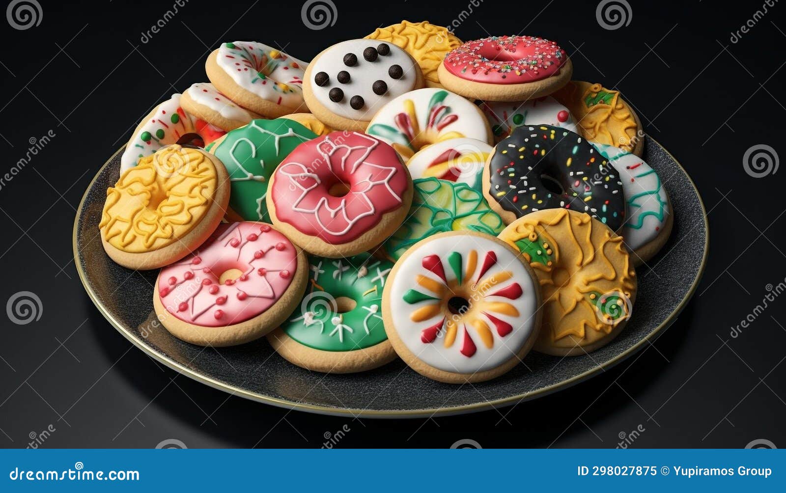 Multi Colored Cookie Donuts, a Sweet Gourmet Indulgence Generated by AI ...