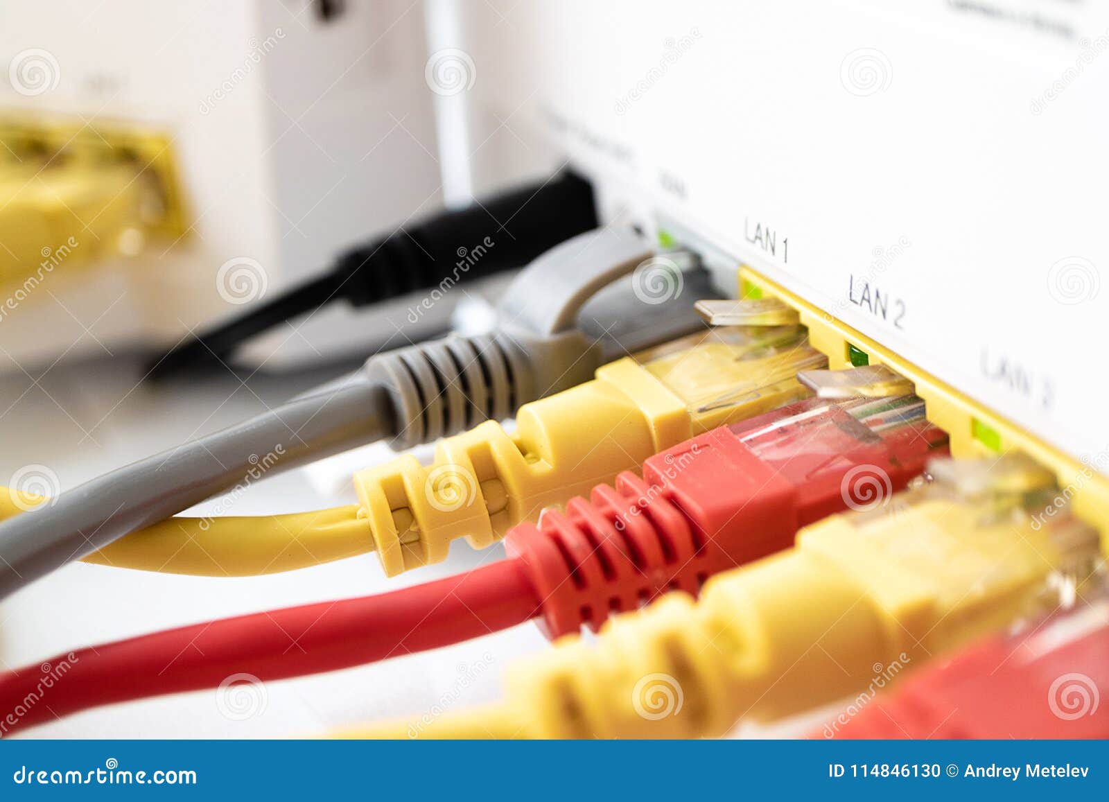 Multi-colored Copper Cords Patch for Home Internet Connected To the ...
