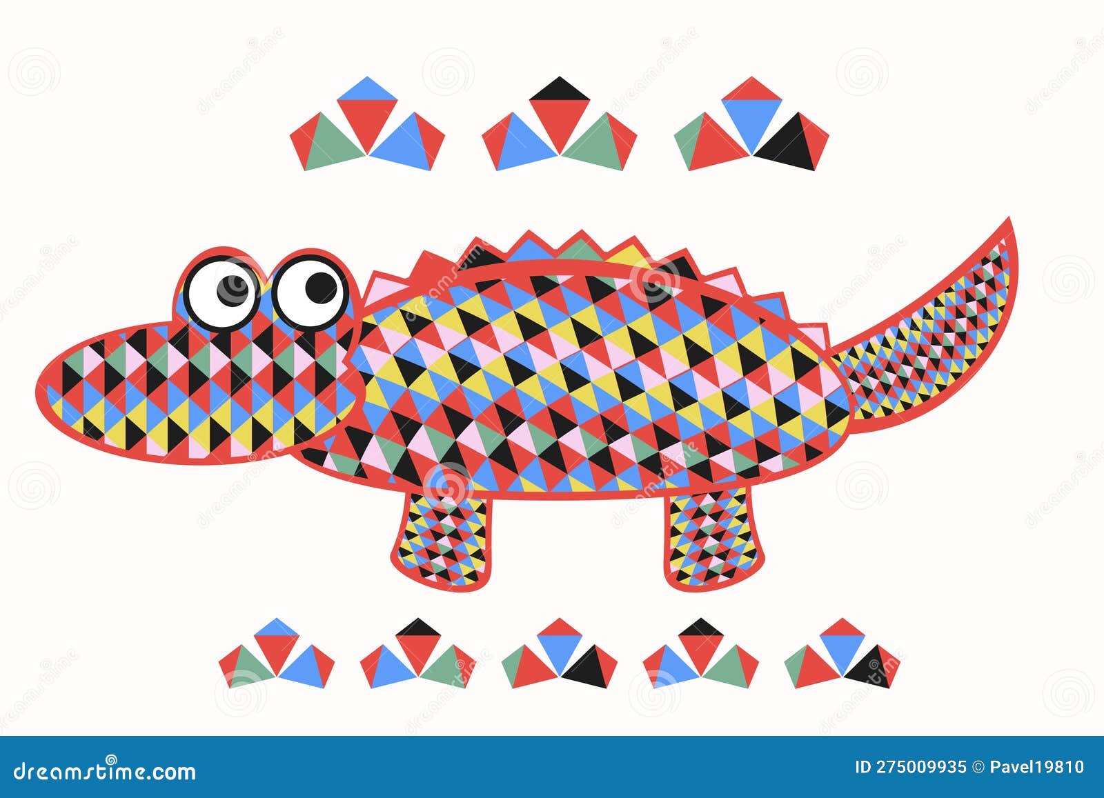 Multi Colored Crocodile Highlighted on a White Background Stock ...