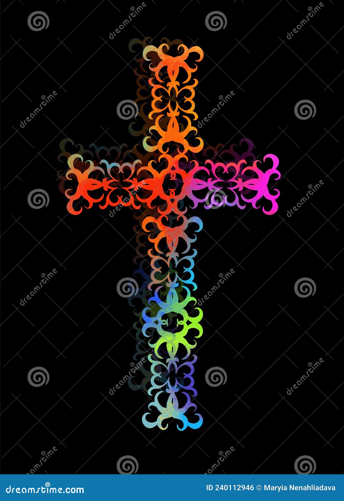 Multi-colored Cross of Patterns. Vector Illustration Stock Vector ...