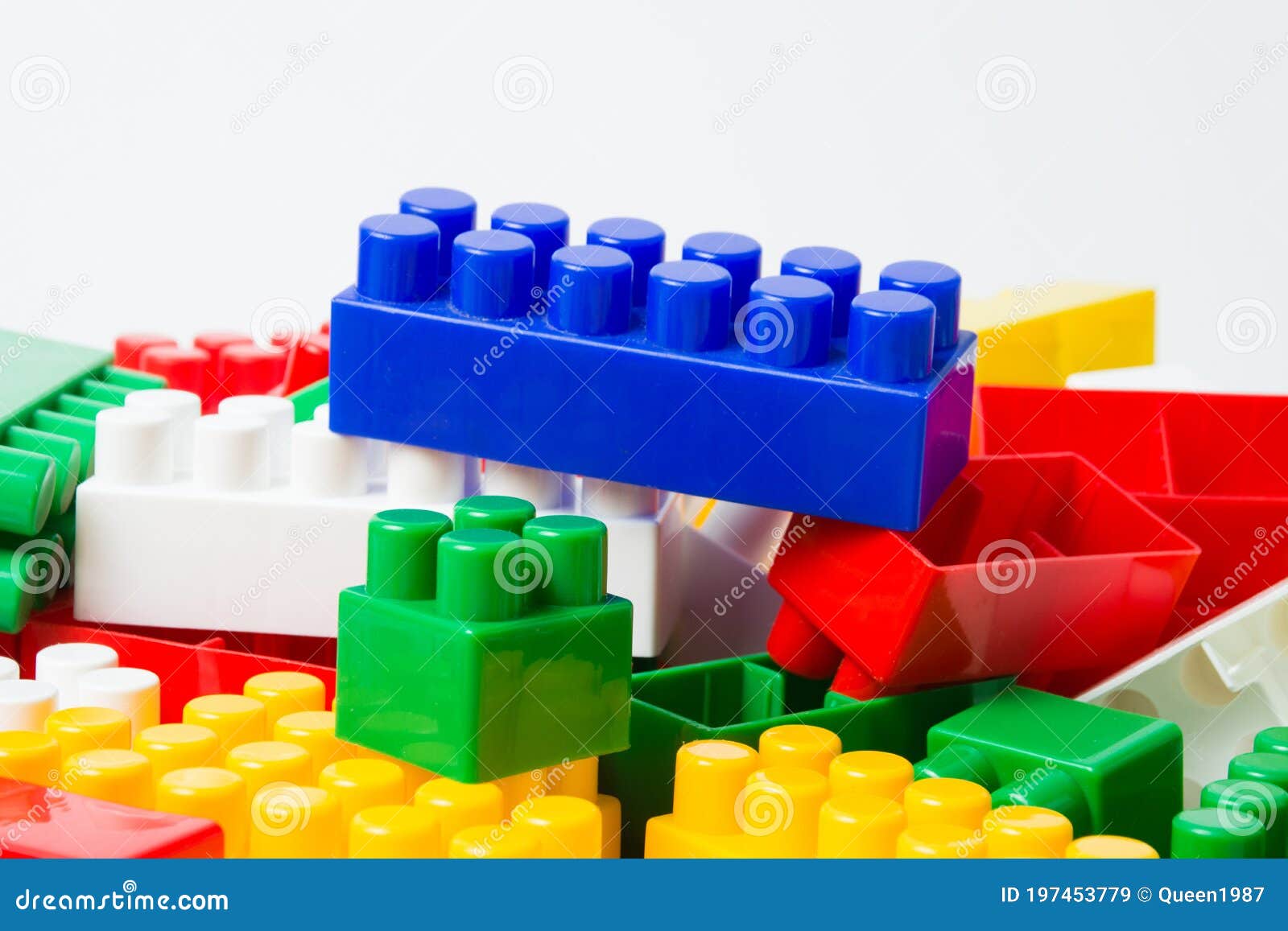 Multi-colored Cubes Constructor Blocks on a White Background with Copy ...