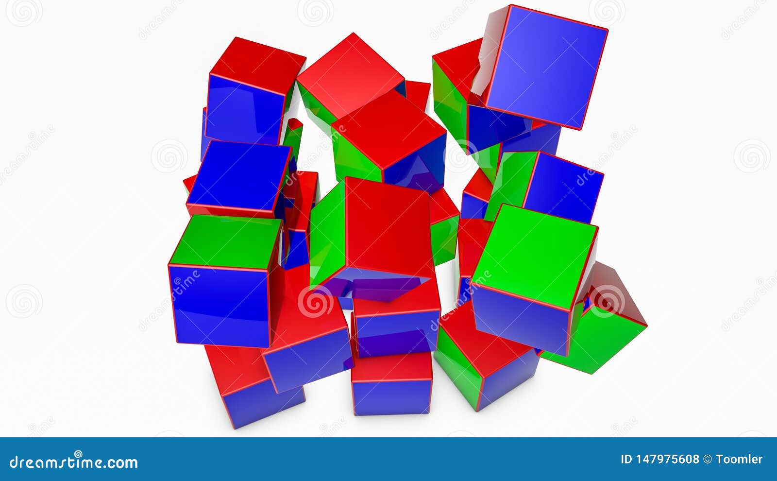 Multi-colored Cubes on. 3d Rendering Stock Illustration - Illustration ...