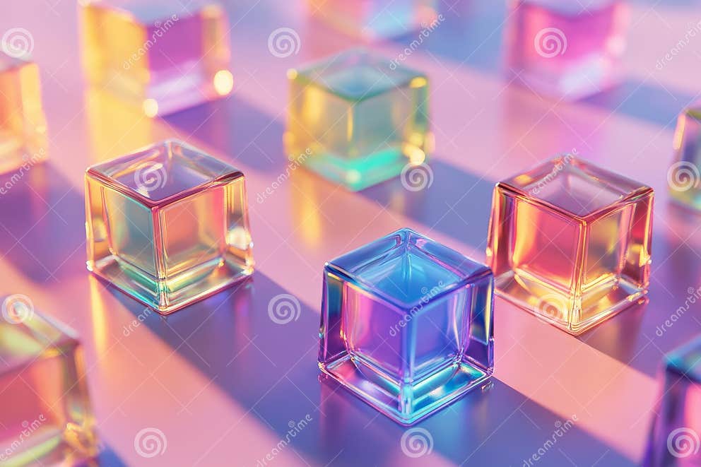 Multi-colored Cubes with Smooth, Glossy Surfaces, Placed Randomly on a ...