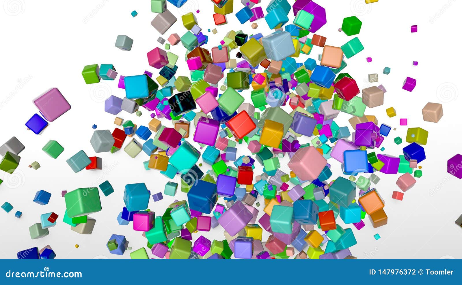 Multi-colored Cubes on a White Background. Illustration. 3d Rendering ...