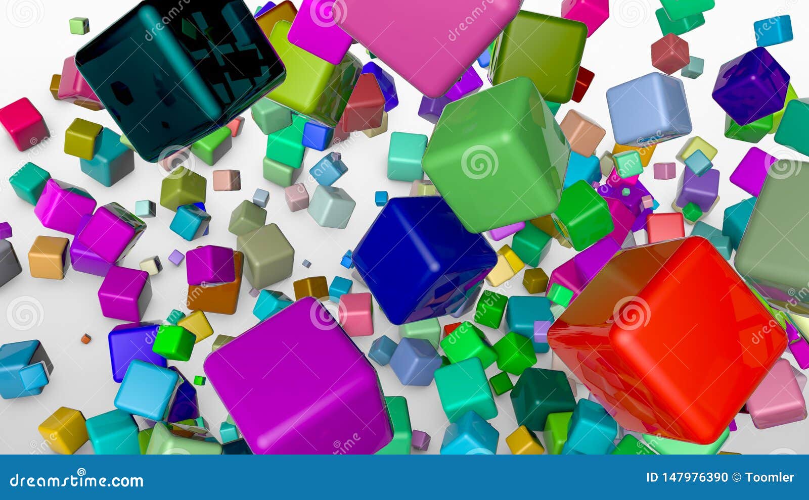Multi-colored Cubes on a White Background. Illustration. 3d Rendering ...