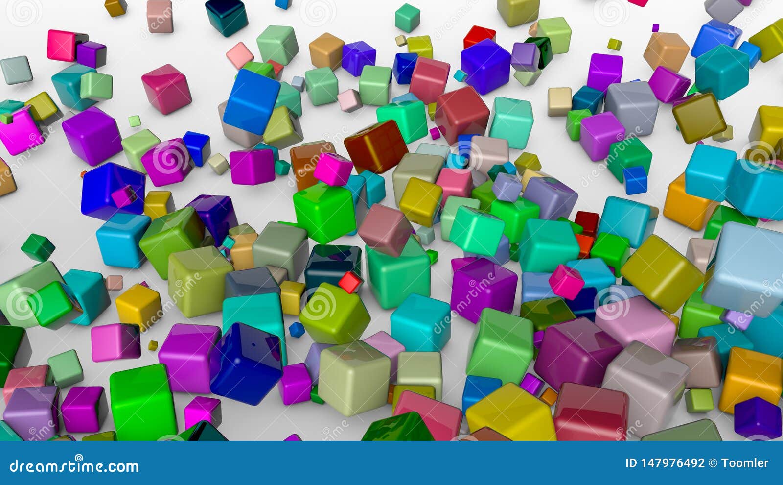 Multi-colored Cubes on a White Background. Illustration. 3d Rendering ...