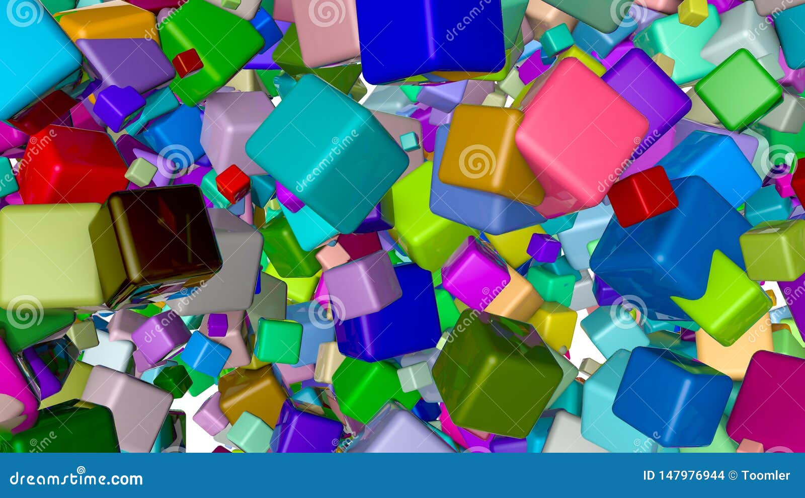 Multi-colored Cubes on a White Background. Illustration. 3d Rendering ...