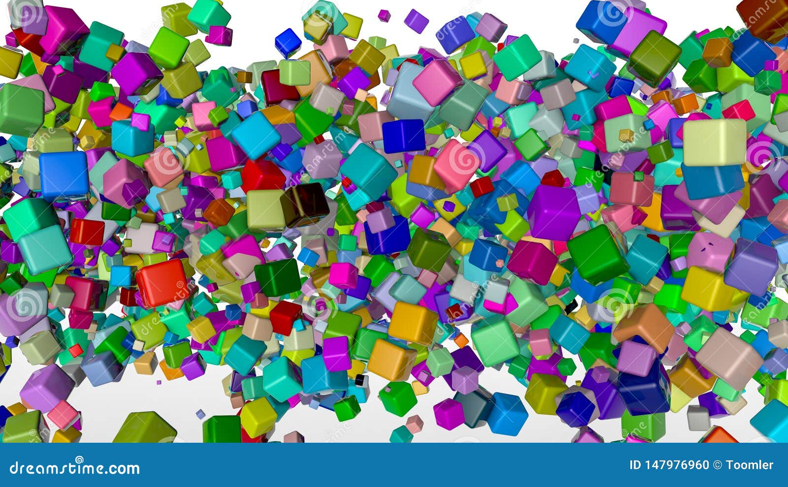 Multi-colored Cubes on a White Background. Illustration. 3d Rendering ...