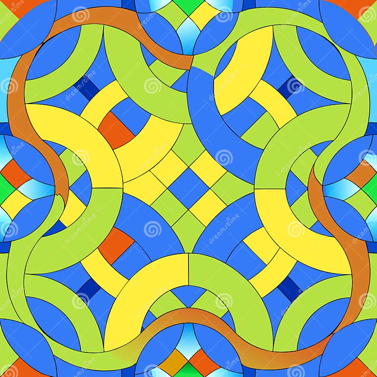 Multi-colored Curved Thick Lines. the Images Have a Repeating Looping ...