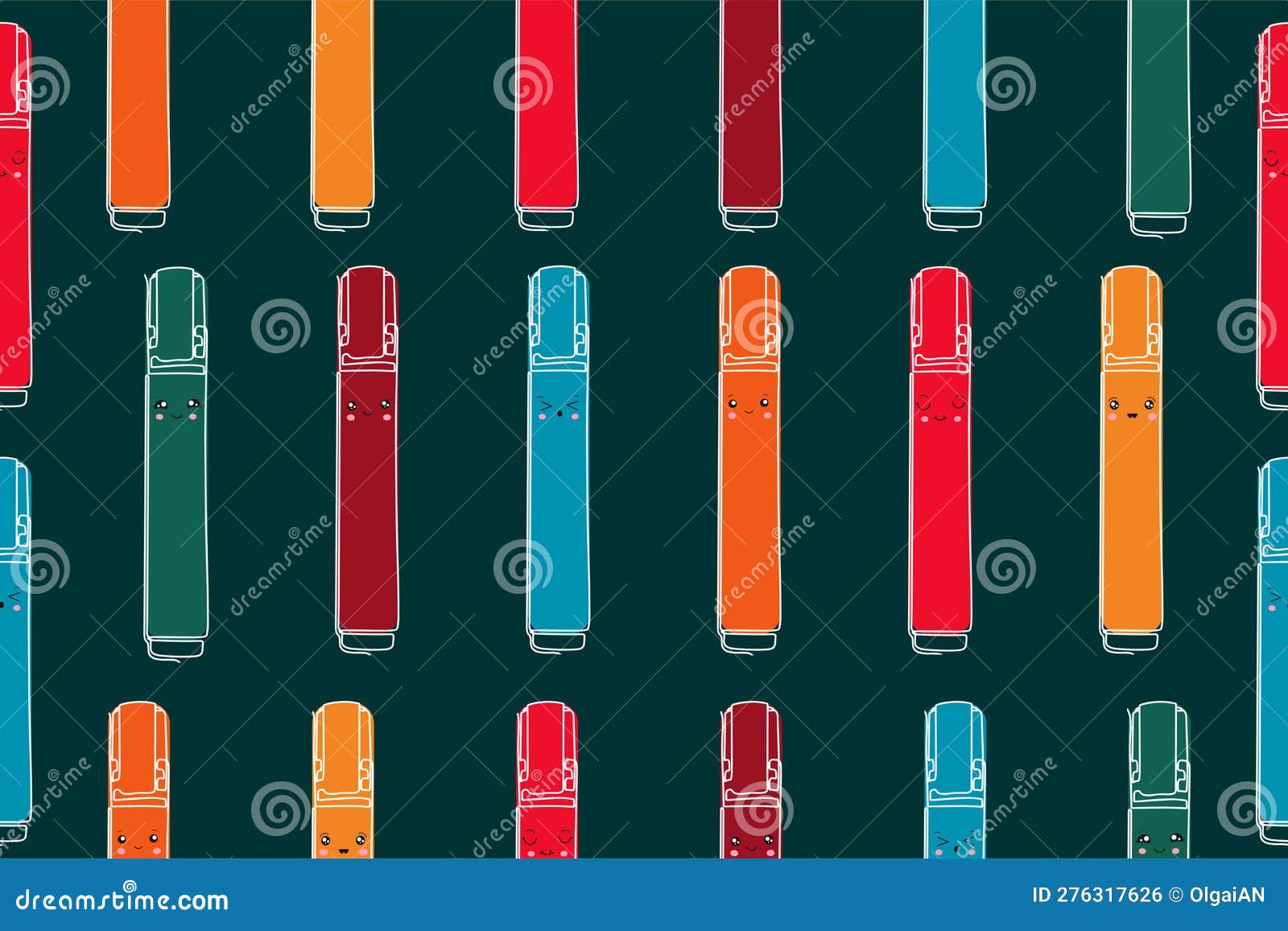 Set Of Markers, Highlighters, Felt Tip Pens Cartoon Vector ...