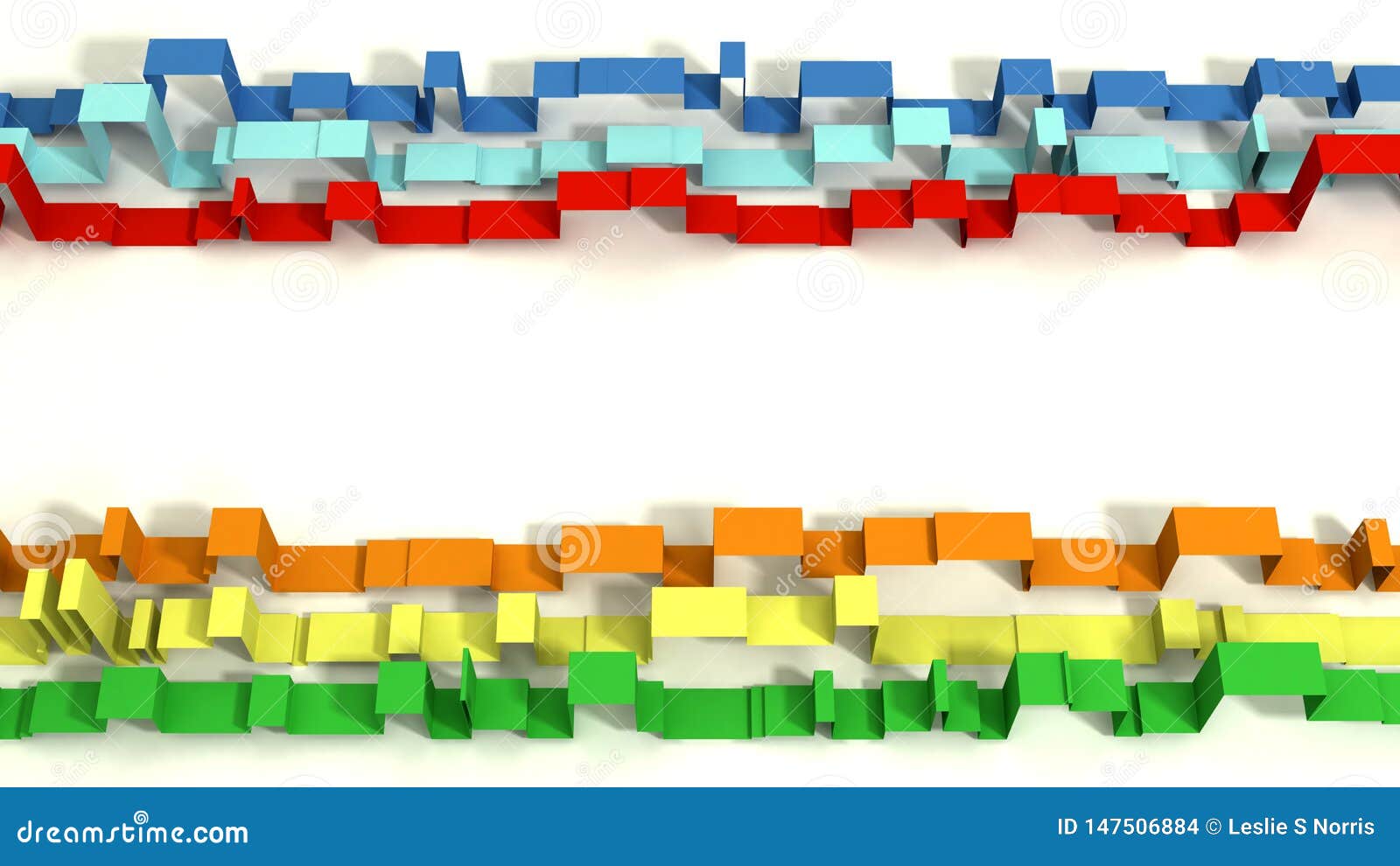 Multi Colored 3D Illustrated Geometric Ribbons on a White Background ...