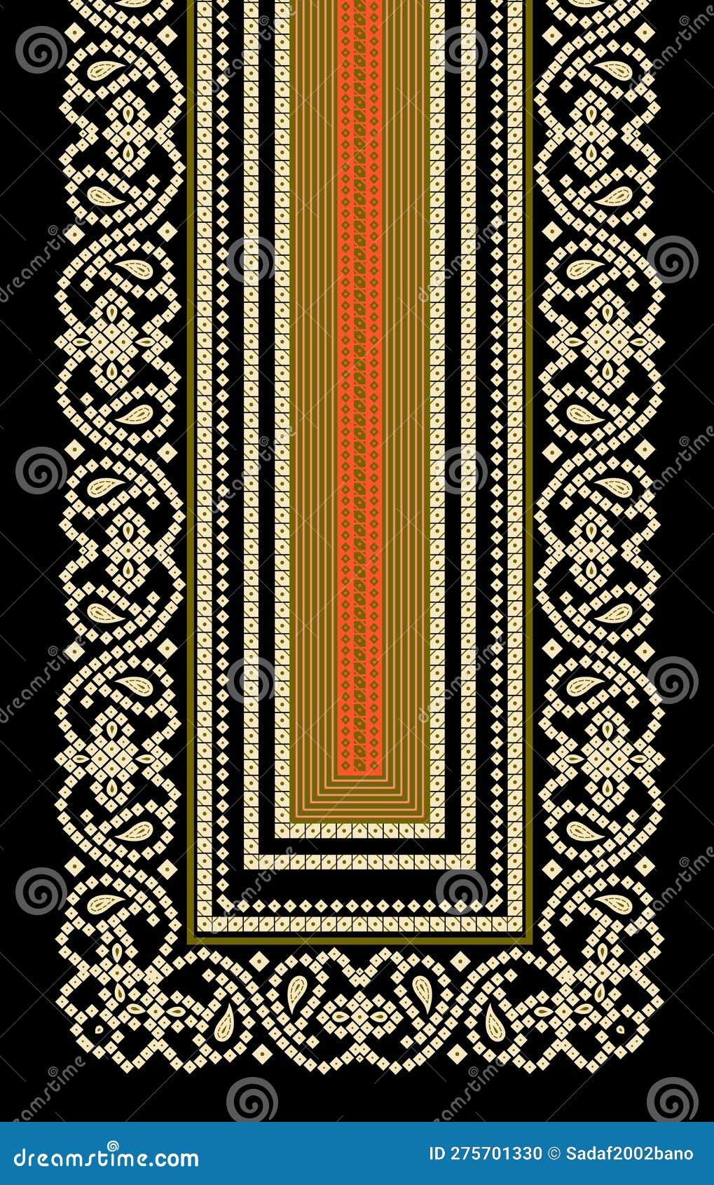 Multi Colored Decorated Hand Drawn Rendered Traced Ornamental All Over ...