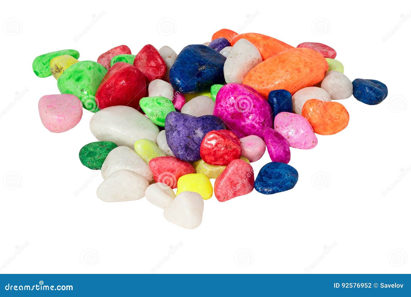 Multi-colored Decorative Pebbles for an Aquarium Isolated Stock Photo ...