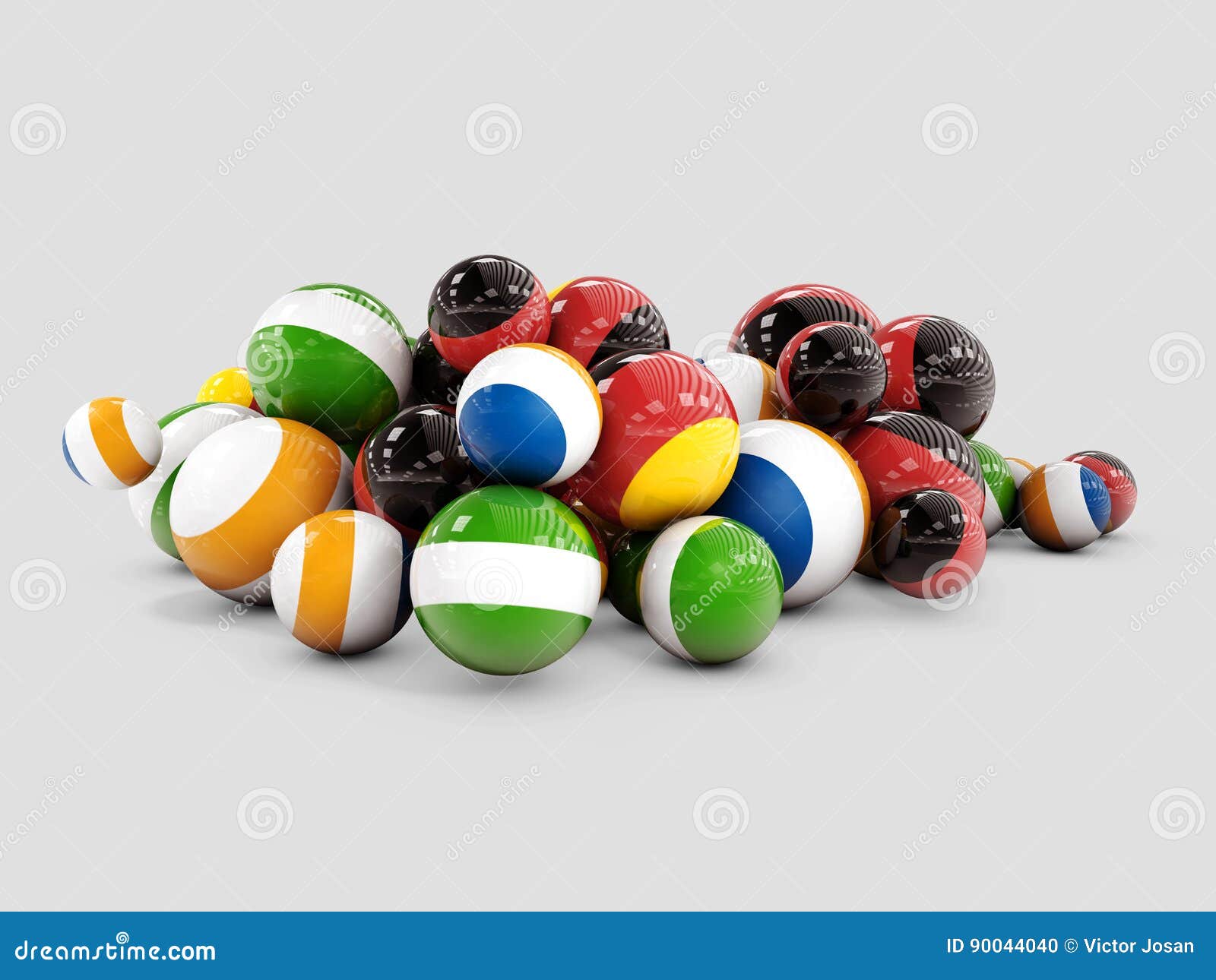 Multi Colored Decorative Spheres on Gray Background, 3d Illustration ...