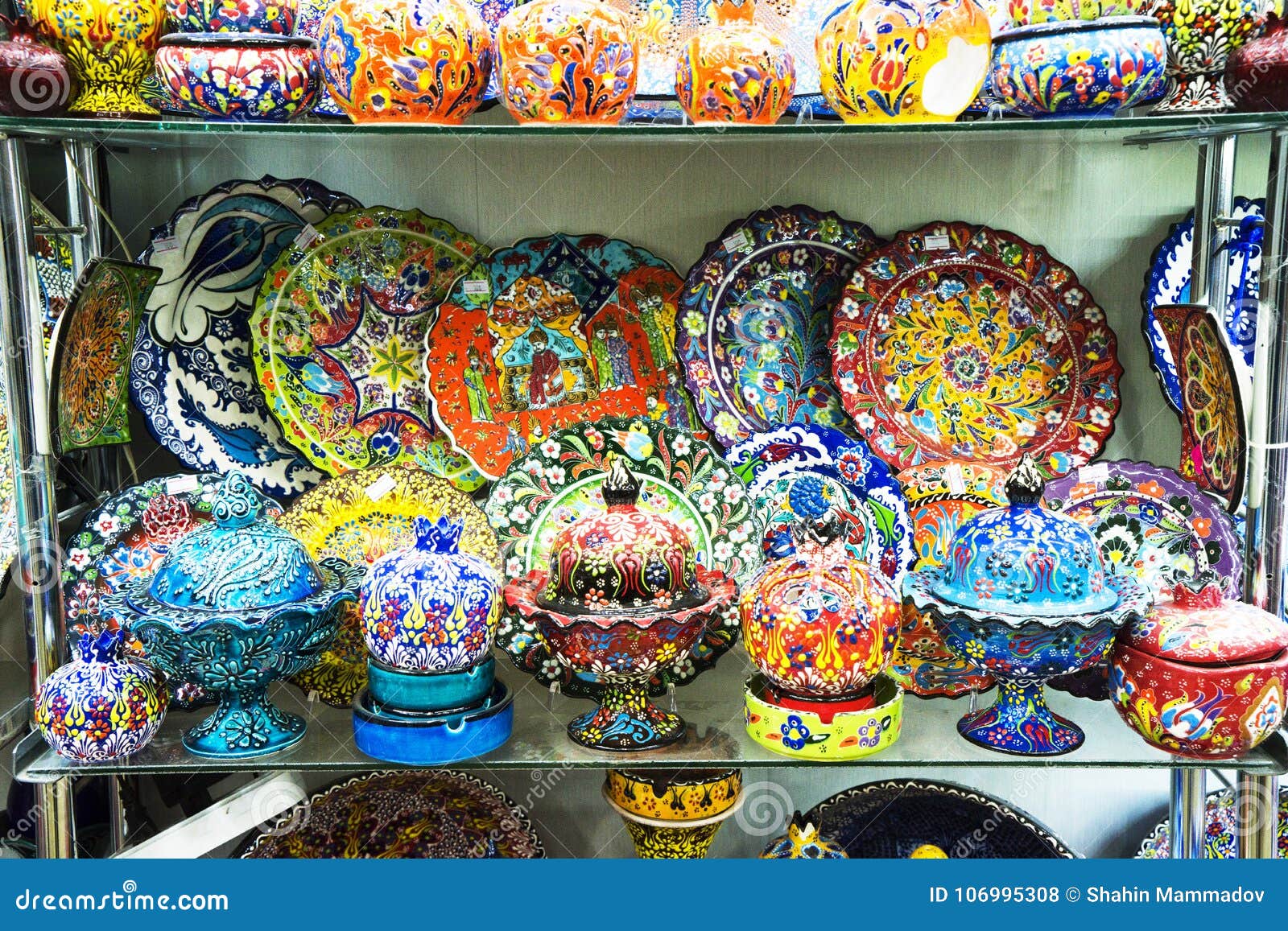 Multi-colored Decorative Turkish Oriental Ornamental Ceramic Ware on ...