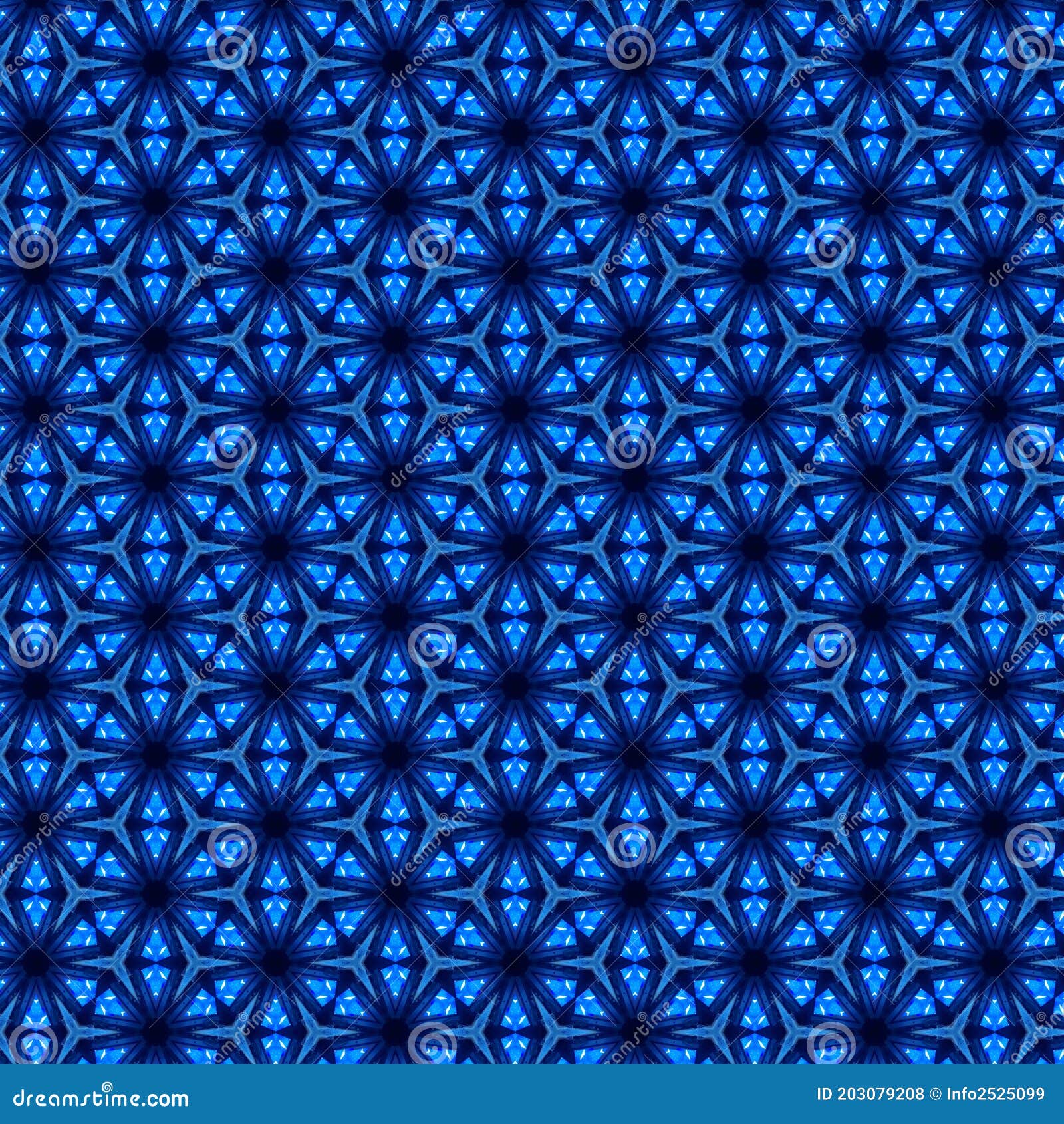 Design of Motive Seamless Pattern with Electric Blue Flowers and Stars ...