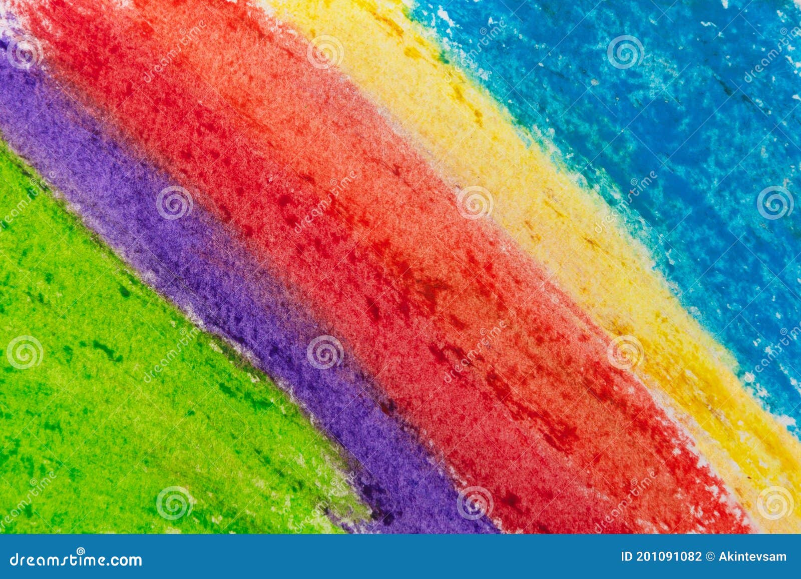 Rainbow with Wax Crayons on the Wall Stock Photo - Image of blot ...