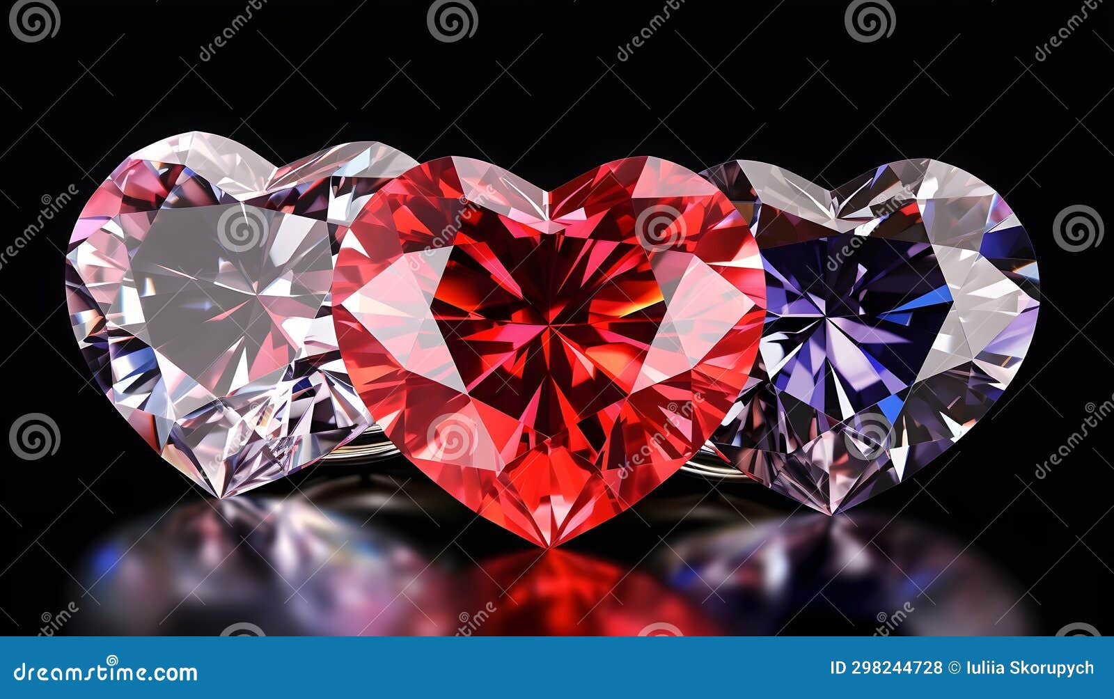 Multi-colored Diamonds in the Shape of a Heart on a Black Background ...