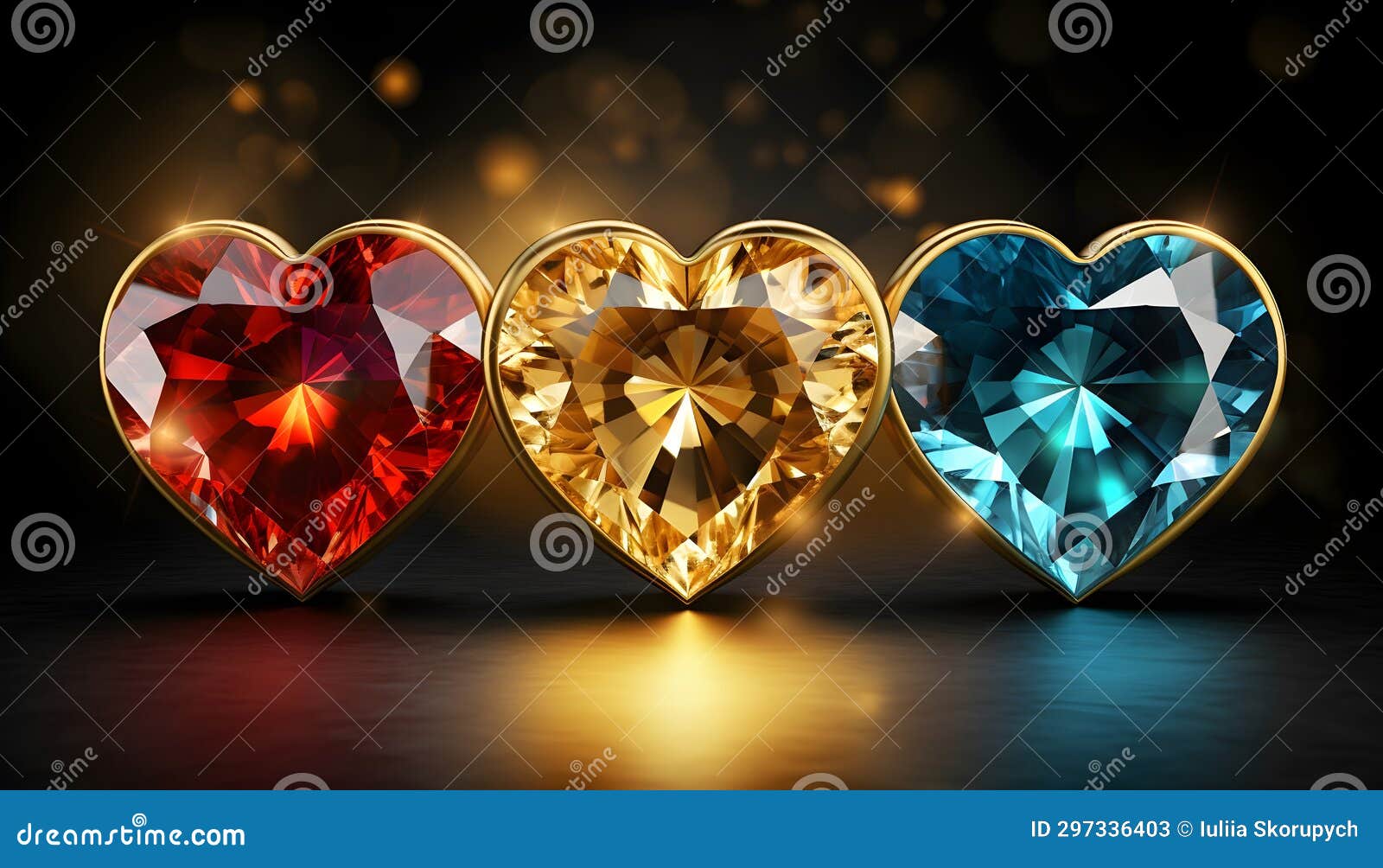 Multi-colored Diamonds in the Shape of a Heart on a Black Background ...
