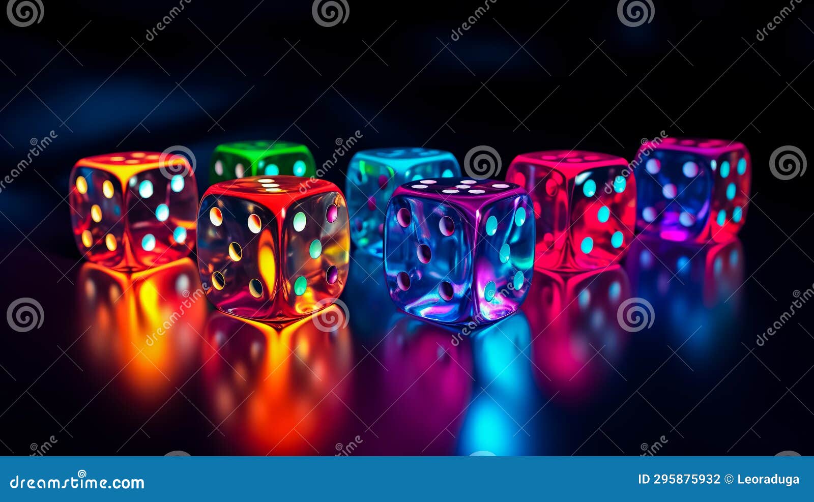 Multi-colored Dice on a Black Background. Symbol of Game and Excitement ...