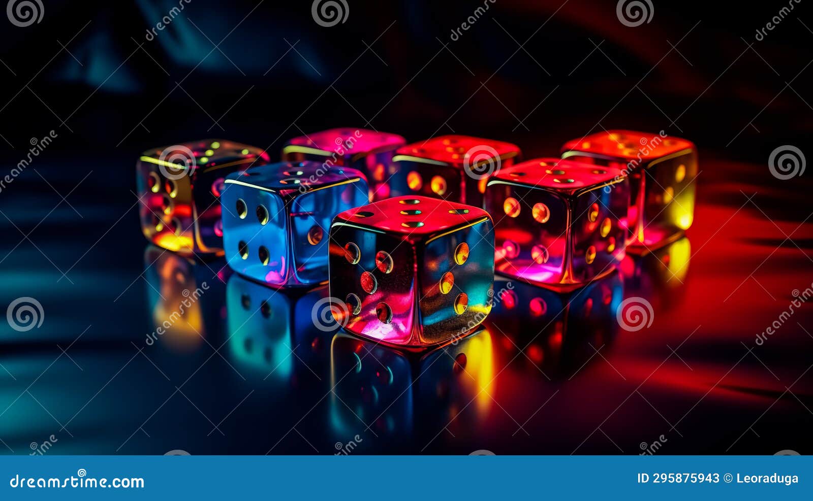 Multi-colored Dice on a Black Background. Symbol of Game and Excitement ...