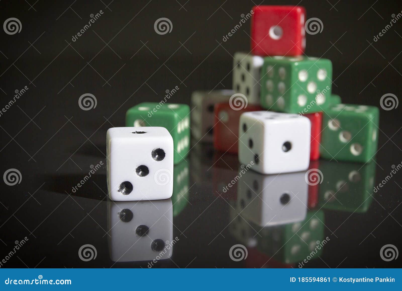 Multi-colored Dice on a Black Surface Stock Image - Image of strategy ...