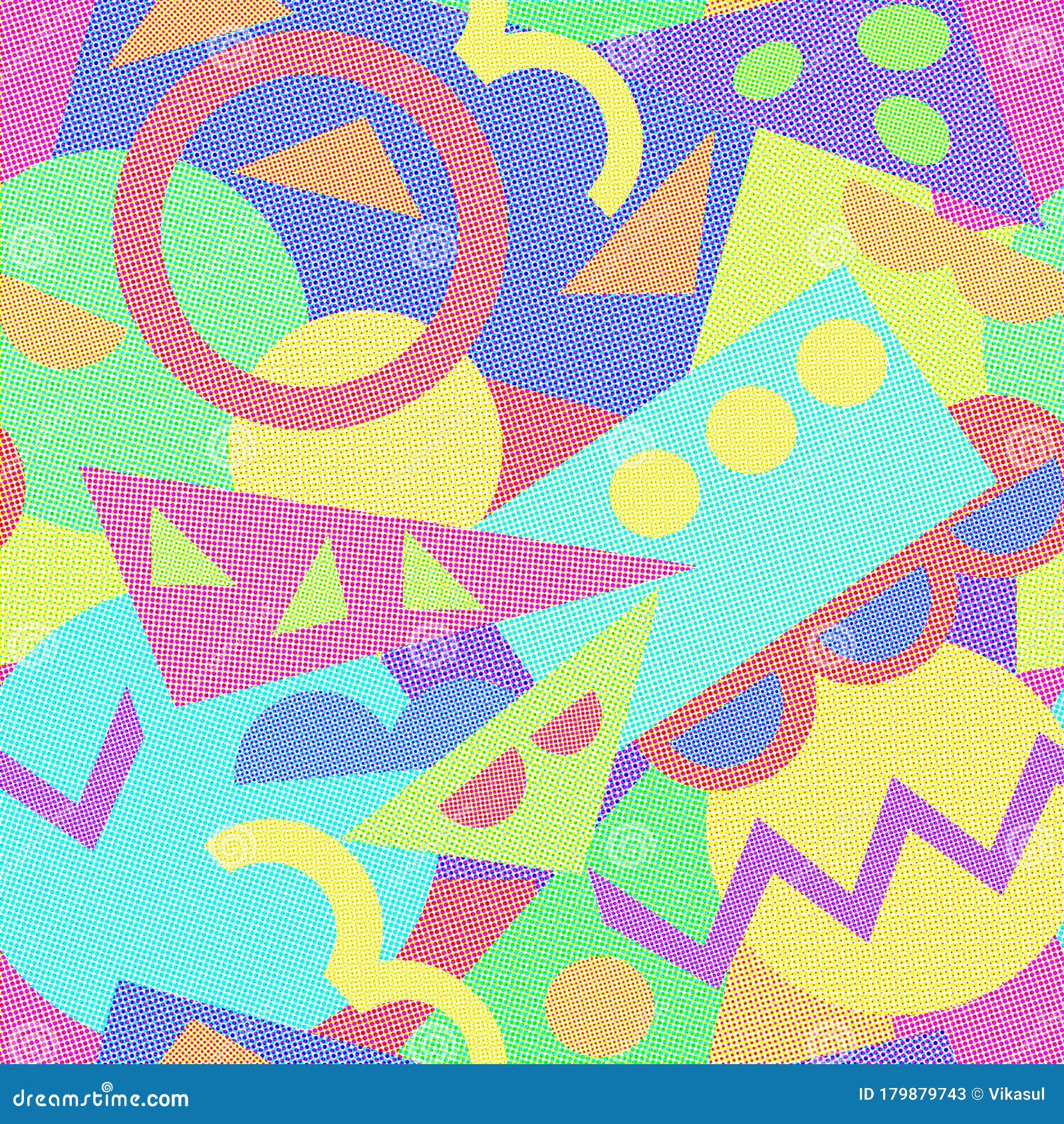 Multi Colored Different Geometric Shapes Pattern, Seamless Pattern ...