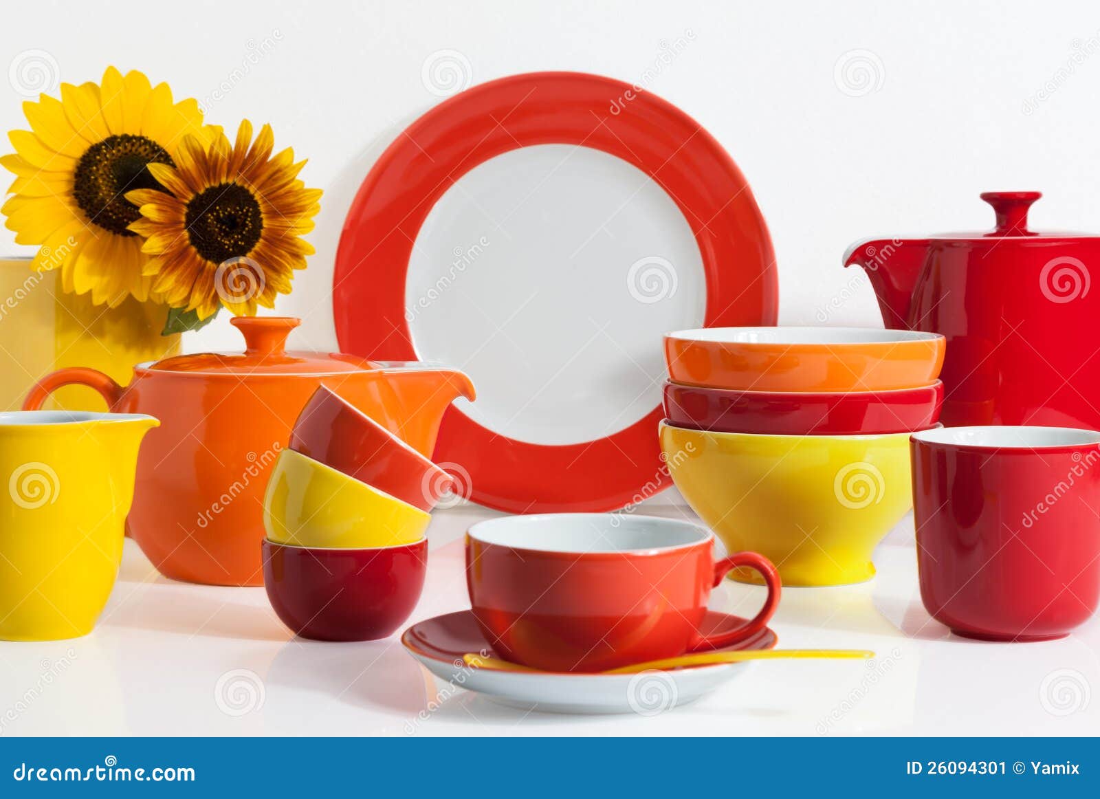Multi colored Dishware stock image. Image of objects - 26094301