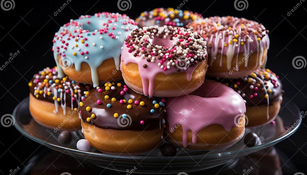 Multi Colored Donut Stack, a Sweet Temptation Generated by AI Stock ...