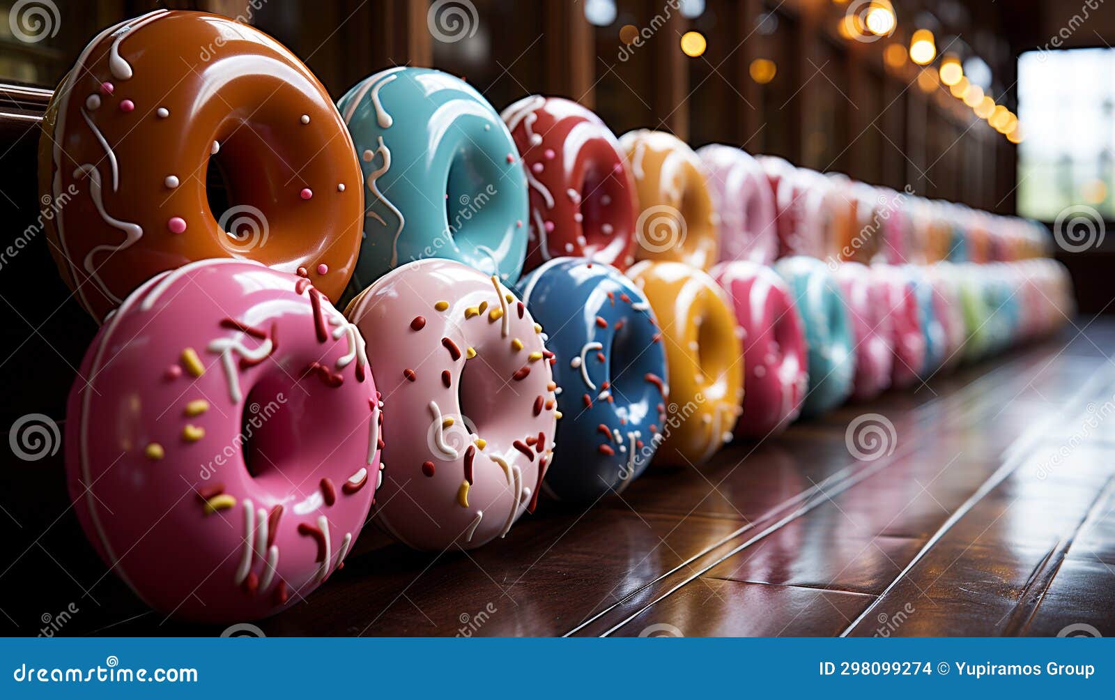 Multi Colored Donut Stack on Table, a Sweet Indulgence Generated by AI ...
