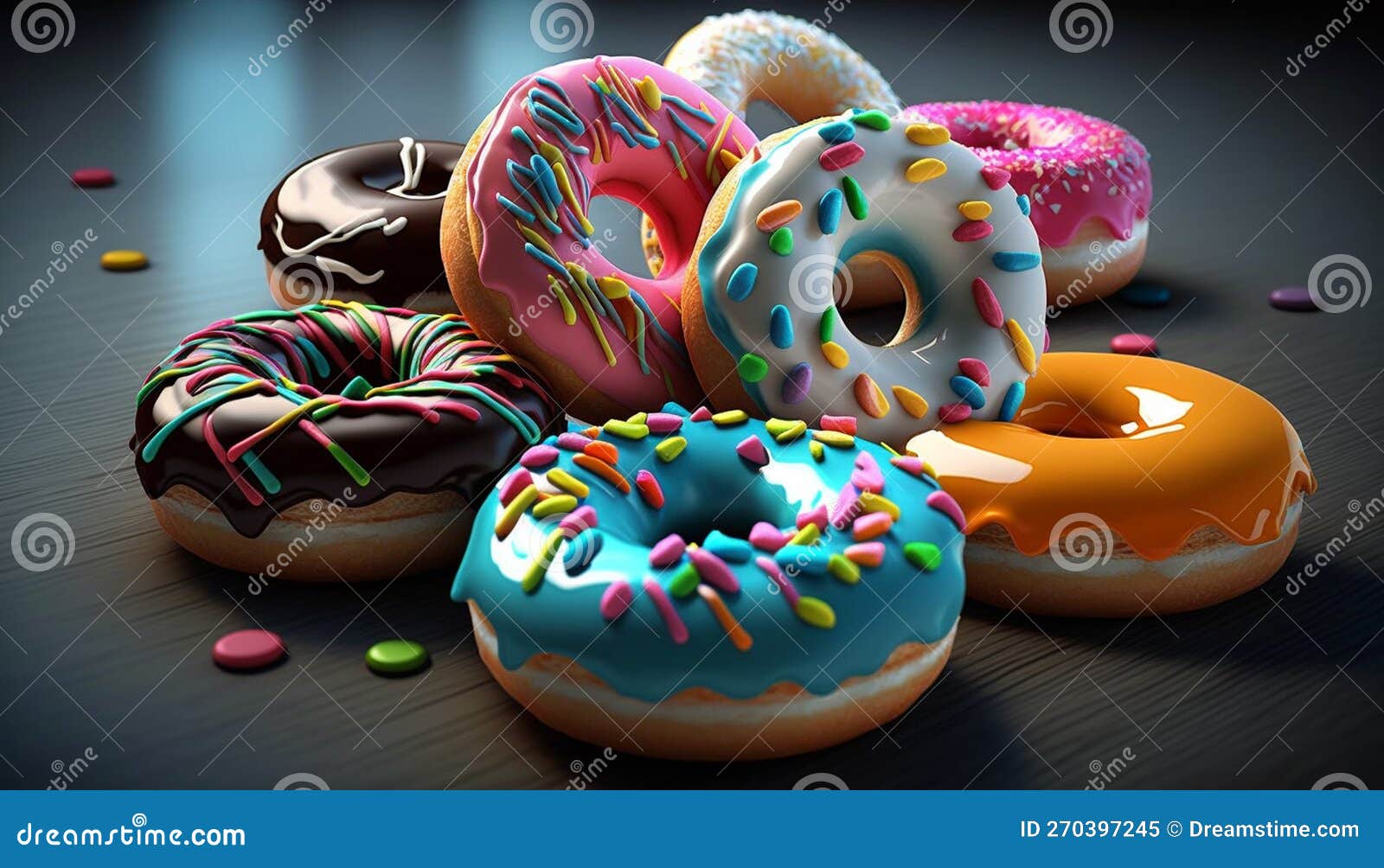 Multi -colored Donuts, Confectionery Sweets, Generative Ai Stock ...