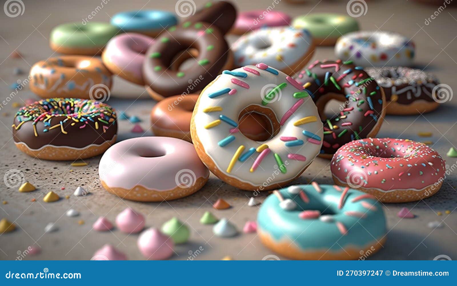 Multi -colored Donuts, Confectionery Sweets, Generative Ai Stock Image ...