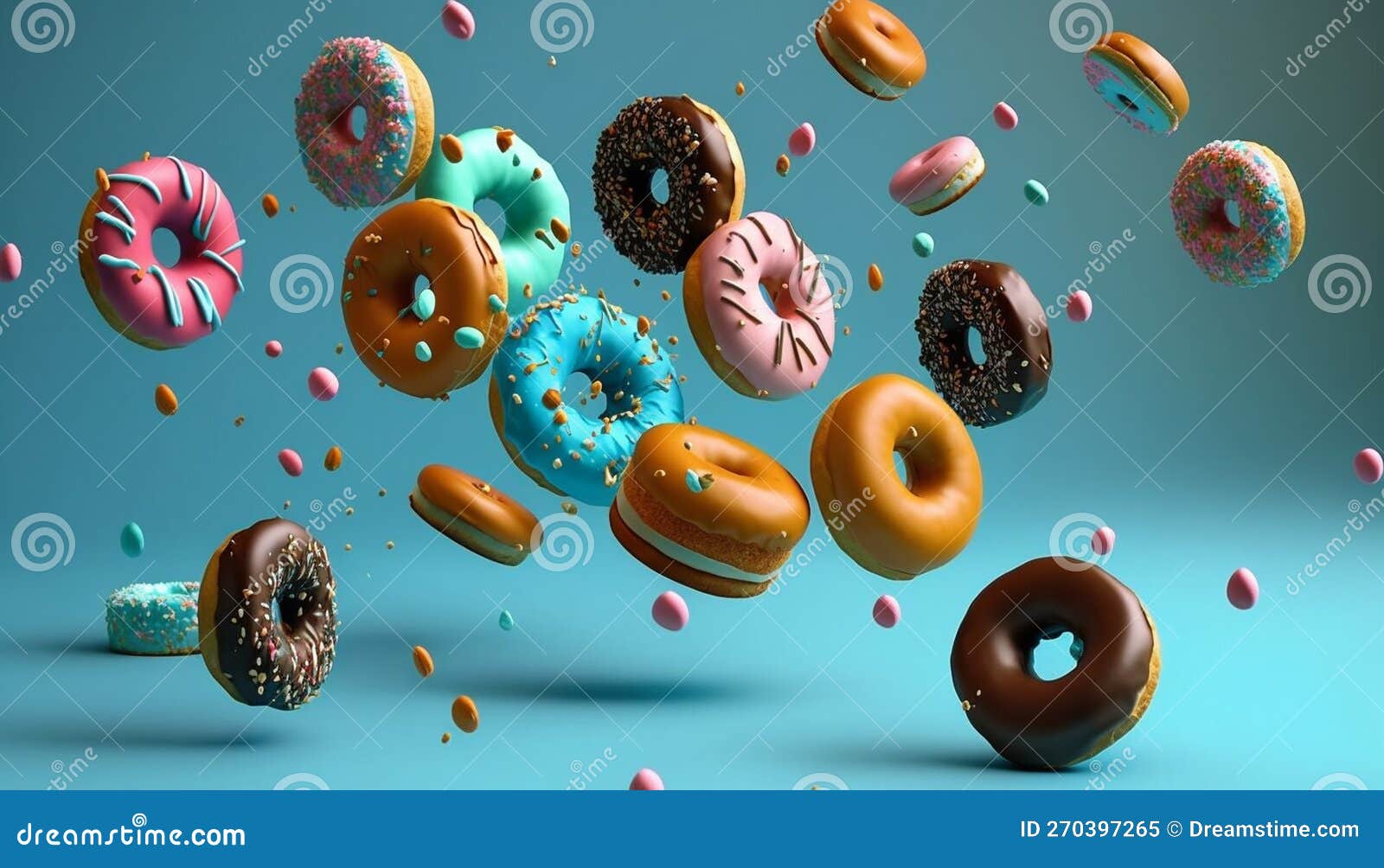 Multi -colored Donuts, Confectionery Sweets, Generative Ai Stock ...