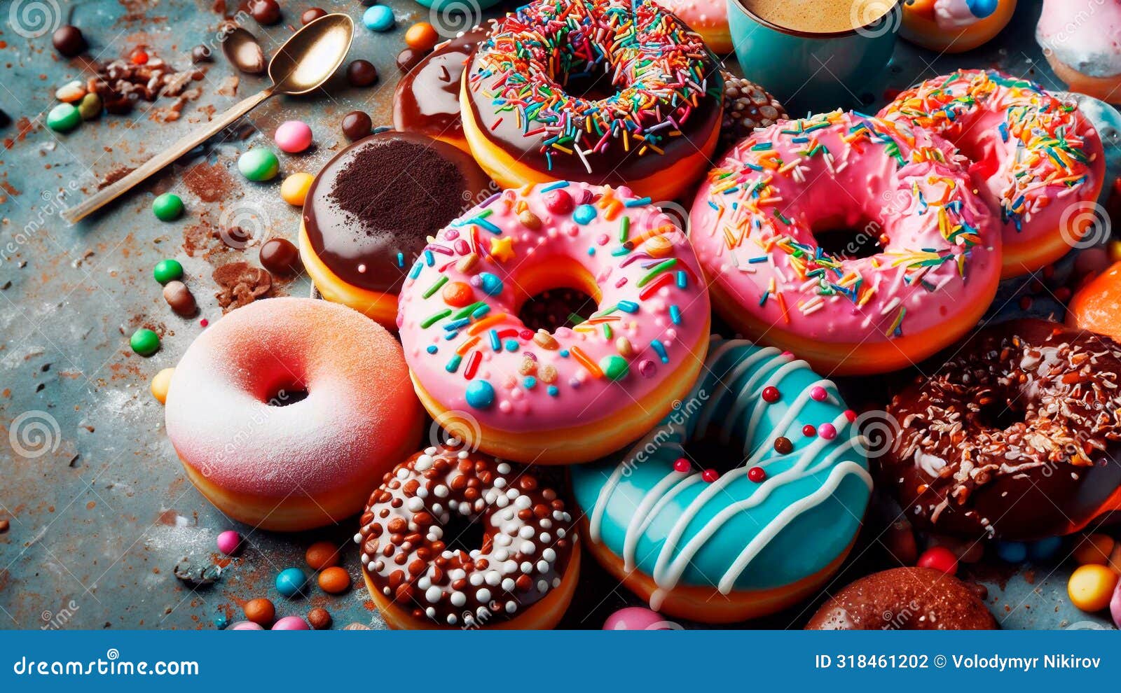 Multi-colored Donuts with Different Glazes and Sprinkles. National ...