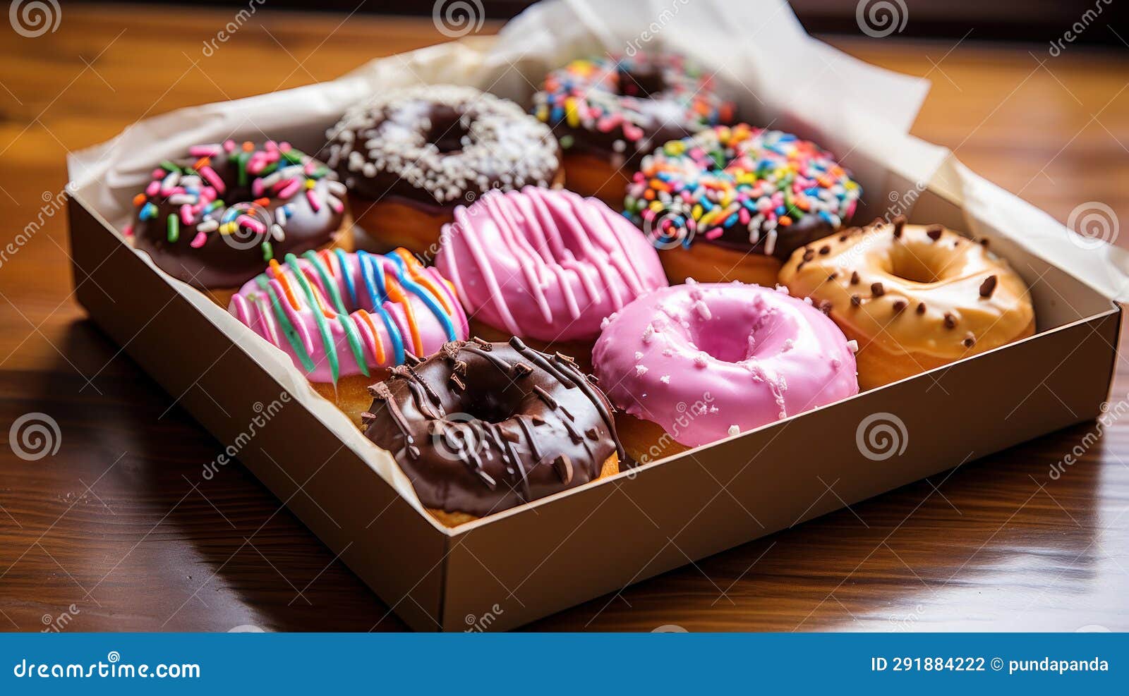 Multi-colored donuts stock illustration. Illustration of cafe - 291884222