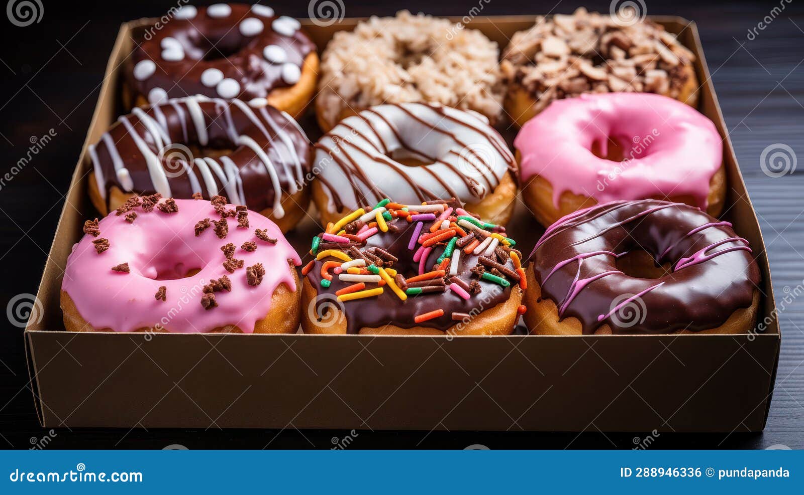 Multi-colored donuts stock photo. Image of glaze, color - 288946336