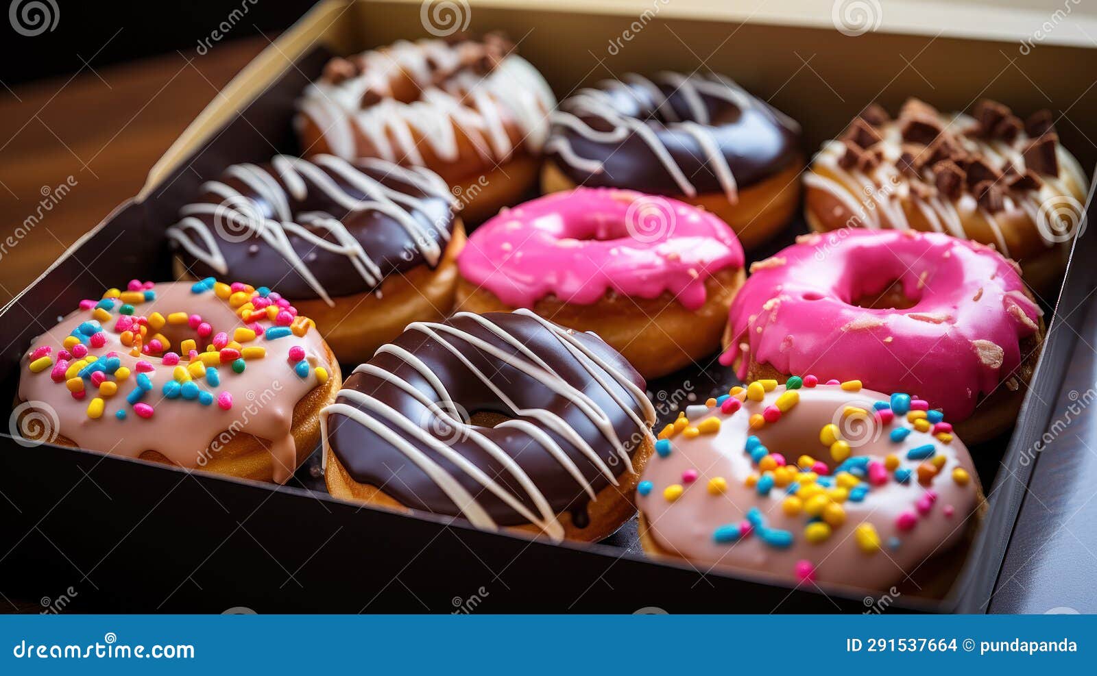 Multi-colored donuts stock photo. Image of color, doughnut - 291537664