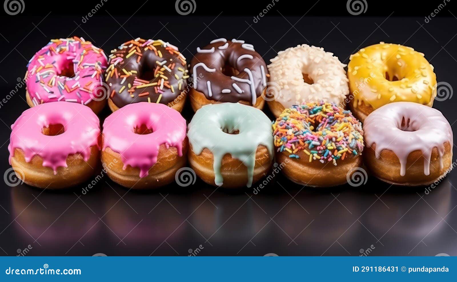 Multi-colored donuts stock image. Image of glazed, sweet - 291186431