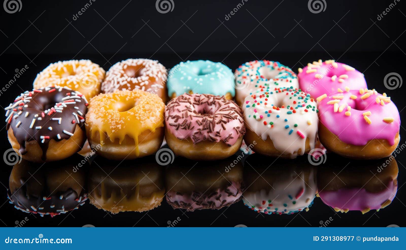 Multi-colored donuts stock image. Image of cafe, isolated - 291308977